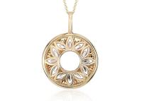 China Floral Filigree Shape Diamond Pendant Necklace Yellow Gold OEM ODM for sale