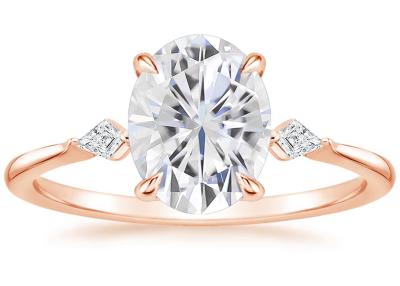 China 10K Rose Gold Oval Moissanite Engagement Rings Dia OV7×9mm 2.1ct for sale