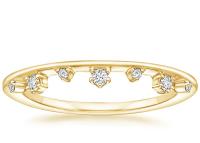 China Aalternating Sizes 14K Yellow Gold Jewelry Ring With 0.15ct VS1 2mm Natural Diamond for sale