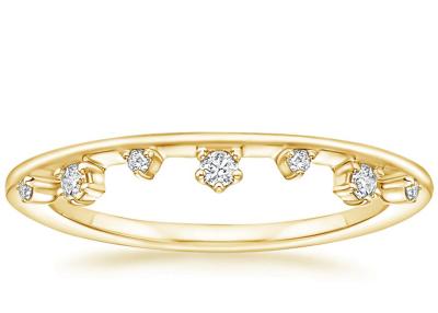 China Aalternating Sizes 14K Yellow Gold Jewelry Ring With 0.15ct VS1 2mm Natural Diamond for sale