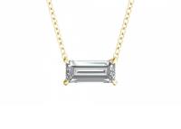 China Baguette Cut 14K Gold Necklaces With 0.5ct 5×7mm Solitaire Diamond for sale