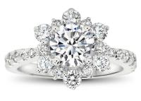 China Snowflake Inspired 9K Silver Ring With Lab Diamond RD6.5MM Size 1.0ct weight for sale