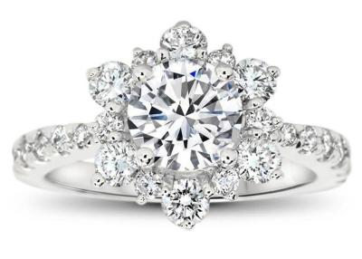 China Snowflake Inspired 9K Silver Ring With Lab Diamond RD6.5MM Size 1.0ct weight for sale