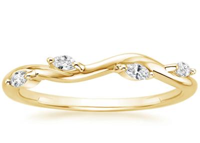 China Winding Willow 14K Yellow Gold Jewelry Ring With 2×4mm 0.40ct Diamond for sale