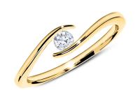China Solitaire 14k Yellow Gold Diamond Ring 1.5mm Round Cut With 0.10ct Diamond for sale