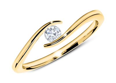 China Solitaire 14k Yellow Gold Diamond Ring 1.5mm Round Cut With 0.10ct Diamond for sale