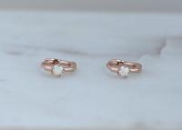 China Dia 10mm Gold Opal Huggie Earrings 1.5mm Width For Anniversary for sale