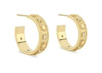 China Star Engraved 9K Gold Earrings Huggie Hoop Style Dia 16MM Width 4MM for sale