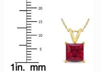 China 7×7MM 14K Gold Necklaces With Ruby Pendant 2ct for Engagement for sale