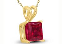 China 7×7MM 14K Gold Necklaces With Ruby Pendant 2ct for Engagement for sale