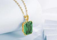 China Vintage 14K Gold Necklaces 2.67ct 8×10mm With Natural Emerald Pendant for sale