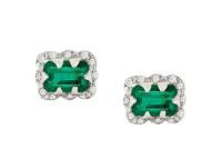 China 5×7MM Emerald Cut Diamond Earrings With Sprinkled Diamond for Gift for sale