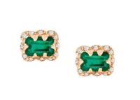 China 5×7MM Emerald Cut Diamond Earrings With Sprinkled Diamond for Gift for sale