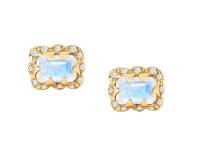 China 5×7MM Emerald Cut Diamond Earrings With Sprinkled Diamond for Gift for sale