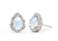 China Water Drop Faceted 9K Gold Earrings With 6×8MM Moonstone Real Diamond for sale