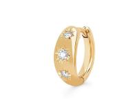China 12mm Size Gold Huggie Hoop Earrings With 0.16ct Round Cut CZ for sale