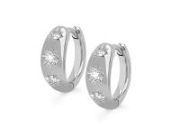 China 12mm Size Gold Huggie Hoop Earrings With 0.16ct Round Cut CZ for sale