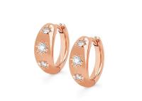 China 12mm Size Gold Huggie Hoop Earrings With 0.16ct Round Cut CZ for sale