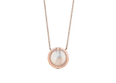 China 0.05ct Diamond And Mother Of Pearl Circle Pendant 18k Rose Gold material OEM for sale