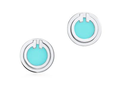 China ODM Turquoise Circle Earrings , Dia 9.65mm 18k Turquoise Earrings 2.37g Weight for sale