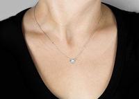 China 16inch 14K Gold Necklaces Heart Bezel style with 6x6mm Moissanite for sale