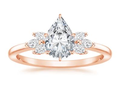 China Pear Cut Lab Grown Moissanite Ring 0.77ct PS5×7mm Dimension 14K Rose Gold Material for sale
