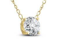 China 4mm 0.23ct Diamond Solitaire Necklace , 4 Prongs 14k Yellow Gold Necklace for sale