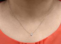 China 4mm 0.23ct Diamond Solitaire Necklace , 4 Prongs 14k Yellow Gold Necklace for sale
