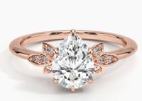 China 14K 0.77ct Rose Gold Pear Cut Wedding Moissanite Jewelry Gold Ring for sale