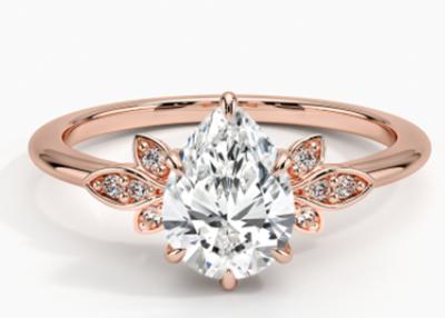 China 14K 0.77ct Rose Gold Pear Cut Wedding Moissanite Jewelry Gold Ring for sale