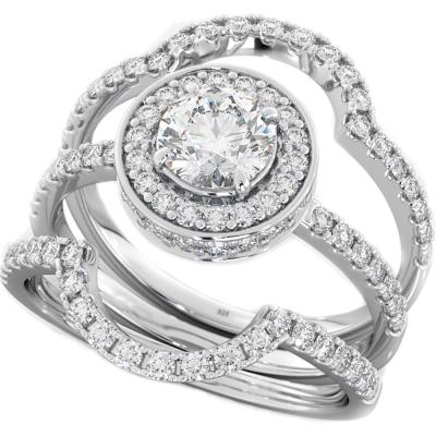 China Prong Setting Diamond Engagement Wedding Rings 0.90CT Weight for sale