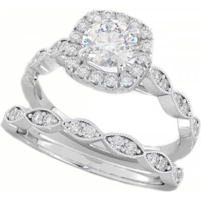 China 0.90CT Bridal Wedding Rings Set , Square Diamond Engagement Ring ODM for sale