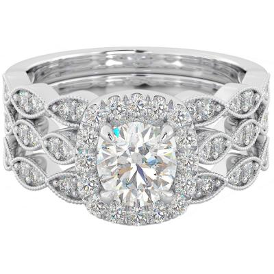 China 51pcs 0.51CT Halo Diamond Engagement Ring Set Claw Prong Setting Type for sale