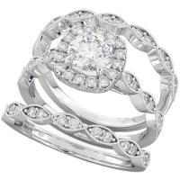 China 51pcs 0.51CT Halo Diamond Engagement Ring Set Claw Prong Setting Type for sale