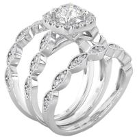China 51pcs 0.51CT Halo Diamond Engagement Ring Set Claw Prong Setting Type for sale