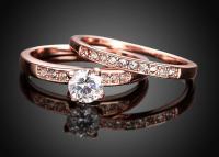 China OEM Rose Gold Engagement And Wedding Ring Set with 0.44CT 5mm Stone for sale