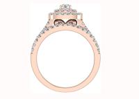 China 0.79CT 79PCS Diamond Engagement Wedding Rings Double Halo Style Cushion Shape for sale