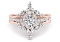 China SI1 0.62CT Rose Gold Double Halo Engagement Rings For Bridal for sale