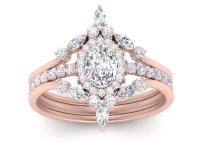 China SI1 0.62CT Rose Gold Double Halo Engagement Rings For Bridal for sale