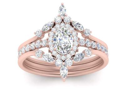 China SI1 0.62CT Rose Gold Double Halo Engagement Rings For Bridal for sale