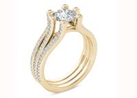 China Yellow Gold 126PCS Diamond Engagement Wedding Rings 1.26CT Total Weight for sale