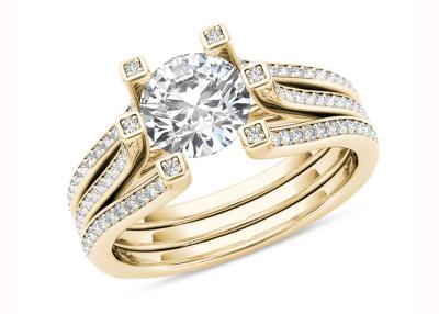 China Yellow Gold 126PCS Diamond Engagement Wedding Rings 1.26CT Total Weight for sale