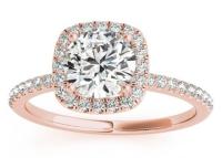 China Prong Square Diamond Rose Gold Ring , 0.35CT Hidden Halo Engagement Ring ODM for sale