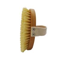 China Massage Function Yellow Dry Wet Body Brush Soft Bristles Natural Exfoliation Dead Skin Smooth Cellulite Slow Down Aging Stimulate Lymph and Blood Flow for sale