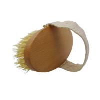 China Massage Function Yellow Dry Wet Body Brush Soft Bristles Natural Exfoliation Dead Skin Smooth Cellulite Slow Down Aging Stimulate Lymph and Blood Flow for sale