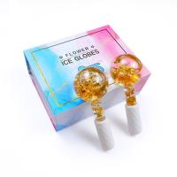 China Borosilicate Glass 24K Gold Foil Ice Globes for Facial Massager to Reduce Puffiness Inflammation and Bags Under Eyes for sale
