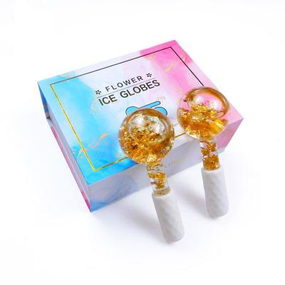 China Borosilicate Glass 24K Gold Foil Ice Globes for Facial Massager to Reduce Puffiness Inflammation and Bags Under Eyes for sale