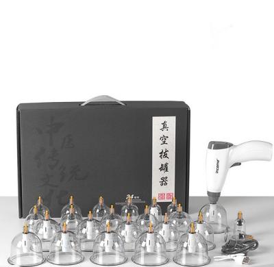 China Massage Tools Traditional Chinese 24pcs Cups Anti Cellulite Electric Cupping Set Vacuum Gua Sha Cupping Therapy with Pump Gun Extension Tube for sale