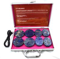 China Personal Health Care Blue Soddlite 8pcs Massage Stone in Aluminum Heating Box with Heat Massage Energy Stones for sale
