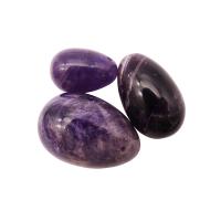 China Gemstone Carving Type Natural Amethyst Crystal Egg Set Of 3PCS Hand Carved Kegel Jade Eggs For Women Empowerment for sale